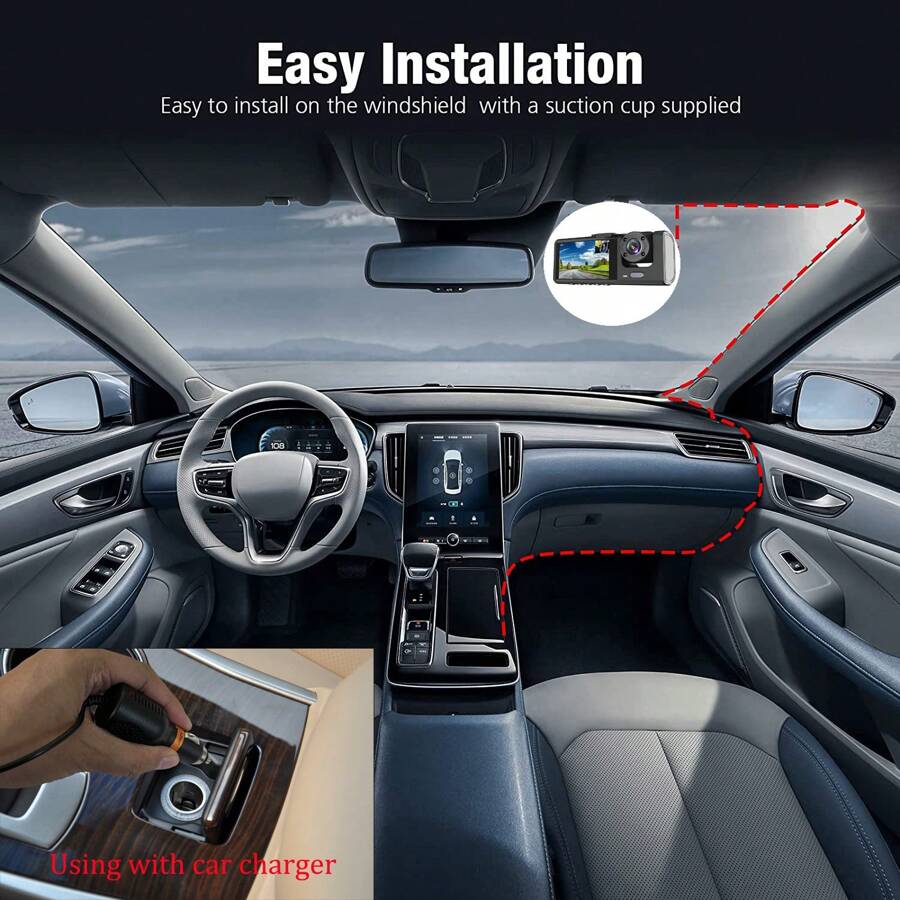 1pc,Dash Cam Front And Inside,2 Channels Dash Camera For Cars, 1080P ...