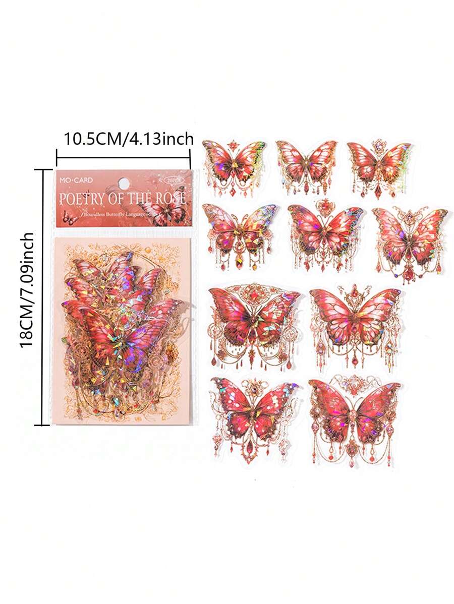 1pack 20pcs 3d Holographic Butterfly Design Pet Stickers For Diy ...