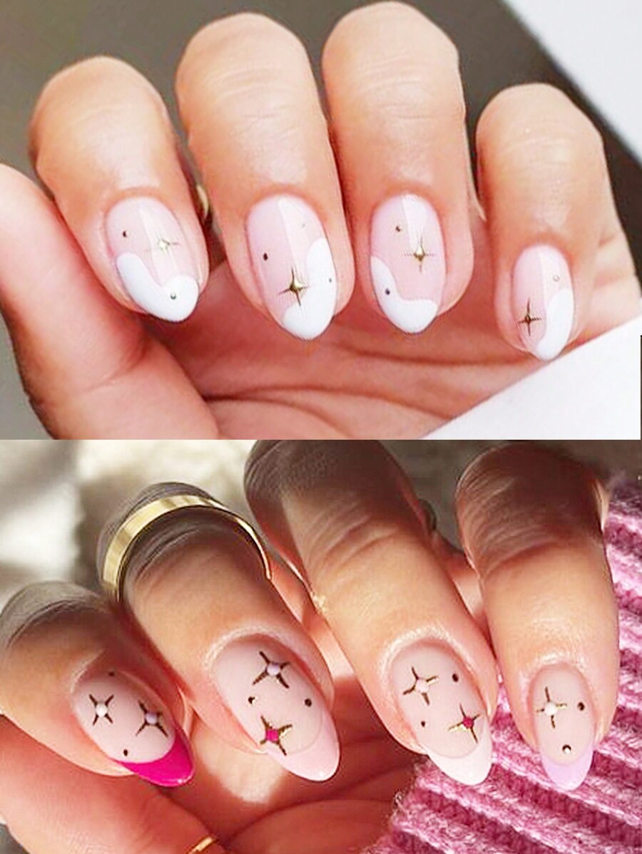 3D Silver Star Nail Sticker, 3pcs Y2K Nail Design Gold Silver Rose Gold ...