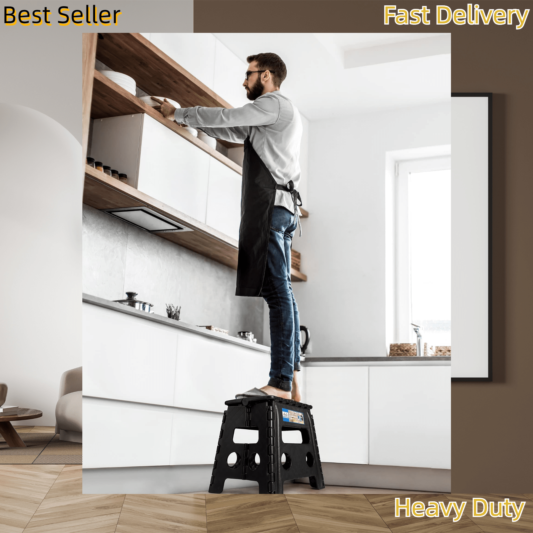 Acko Folding Step Stool 13 Inch Heavy Duty Plastic Stool Suitable For ...