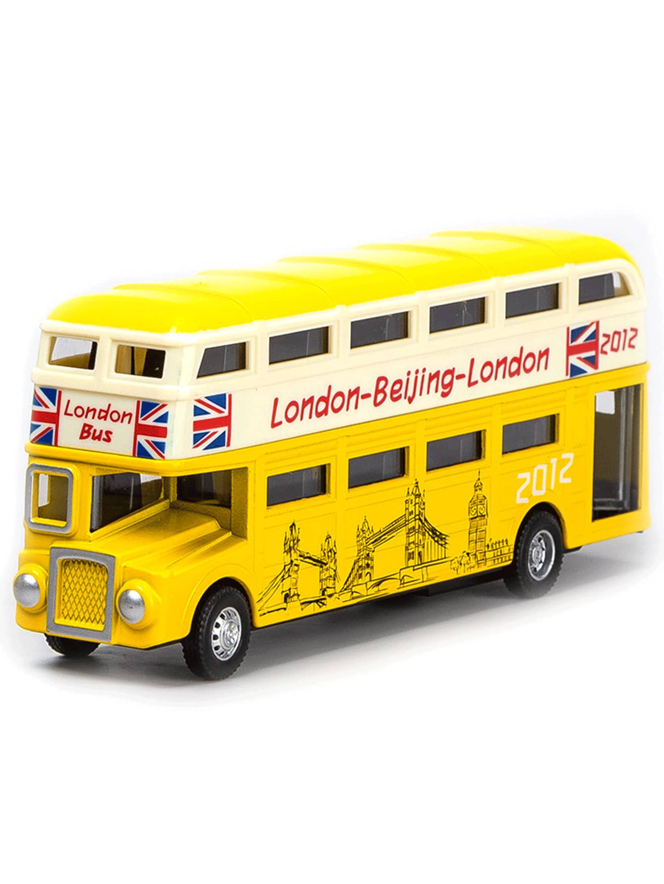 Yellow Retro Double-decker Bus Model Toy For Boys | SHEIN USA