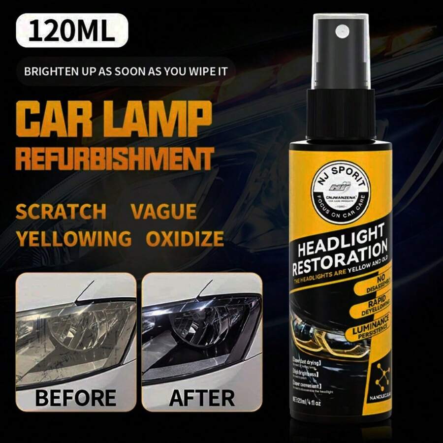 120ml Car Headlight Repair Liquid Coating Spray Lamp Yellowing Blur ...