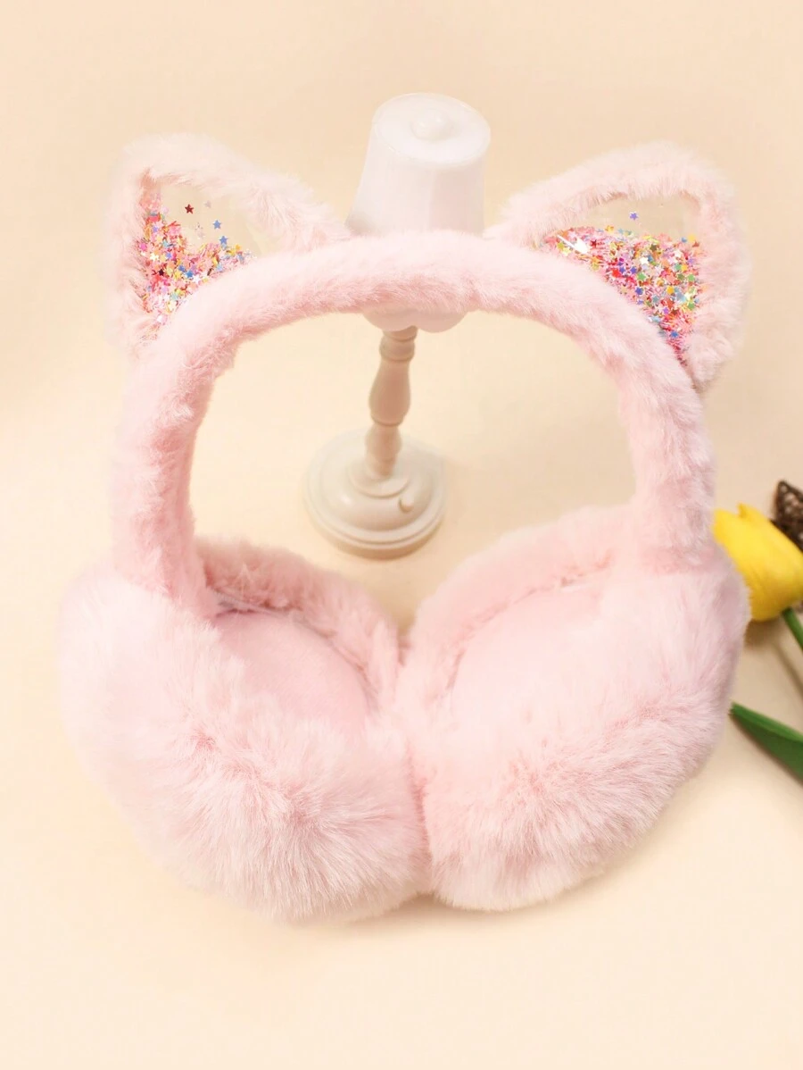 1pc Pink Cat Ear Warm & Comfortable Ear Muffs Suitable For Daily Use ...