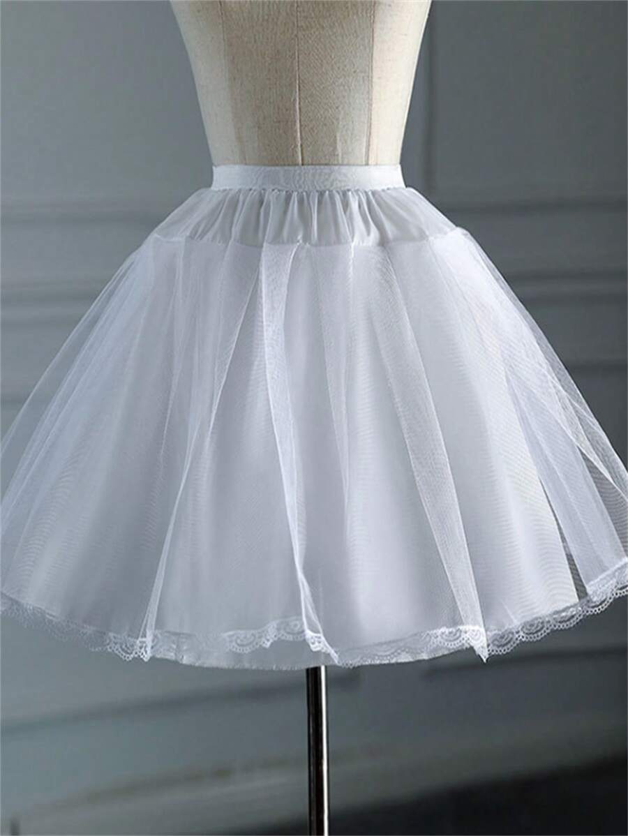 1pc Girls' Lolita Dress With One Layer Floral Lace Trimmed Petticoat ...
