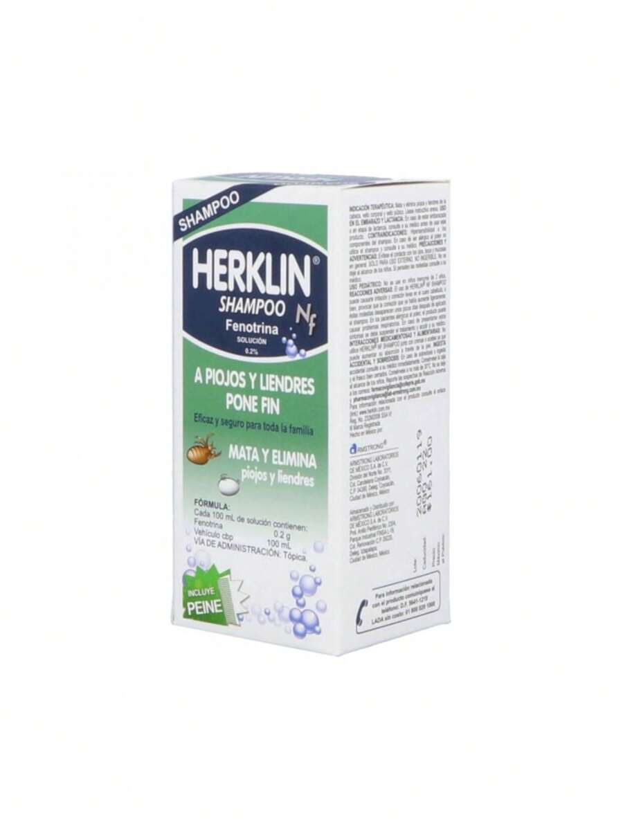 Herklin clásico nf fenotrina 0.2 % shampoo anti piojos y liendres con ...