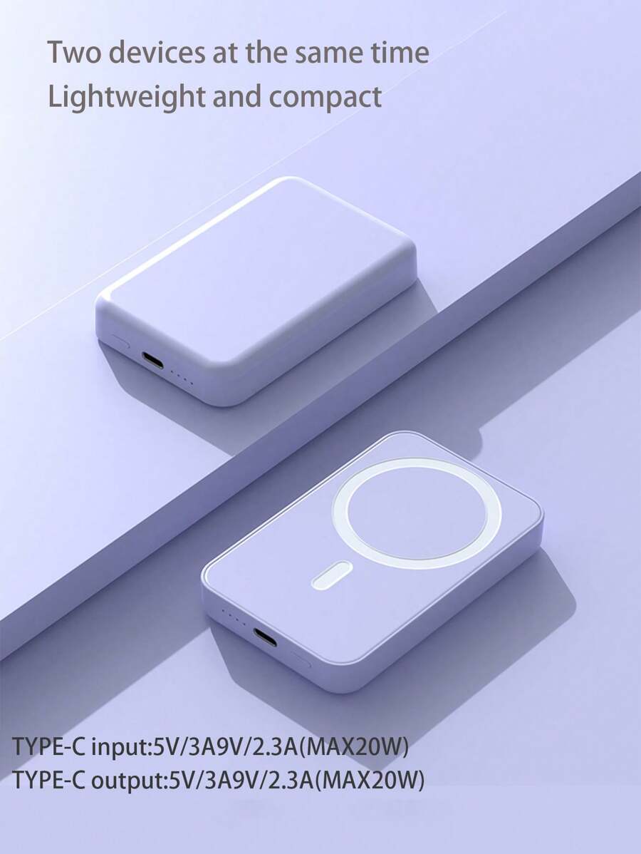 Purple High-Performance 10000mah Magnetic Wireless Power Bank With ...