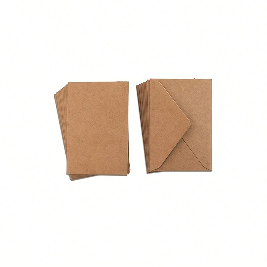100 Pcs Kraft Mini Envelopes And Kraft Cards Brown Kraft Envelopes For T Cards And Business