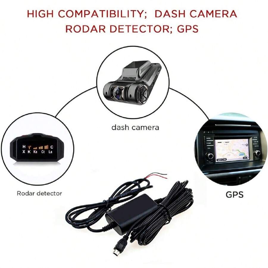 Mini USB-Straight Car Dash Cam Wire 3.2m DVR Hardwire Cable Kit Video ...