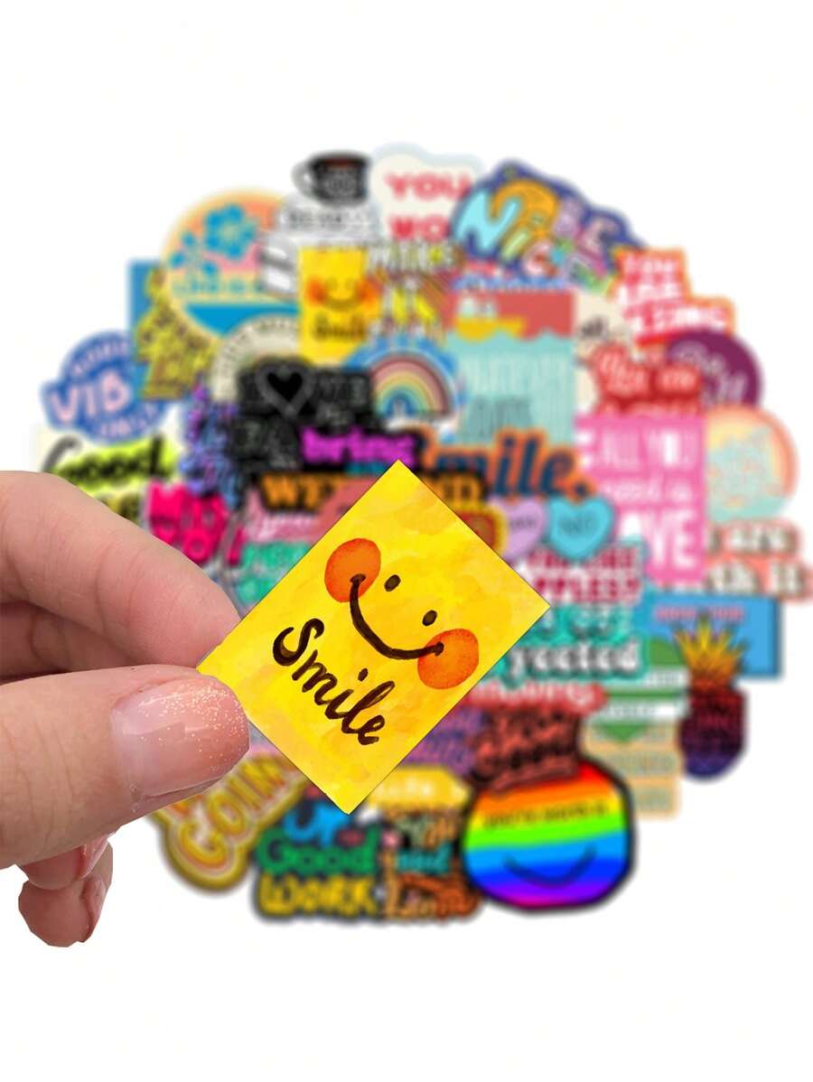 50pcs Inspirational English Phrases Graffiti Sticker Set, Colorful ...