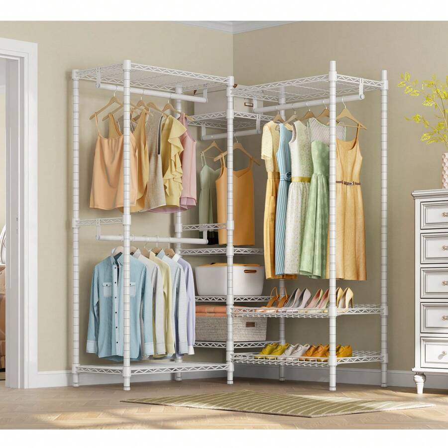 VIPEK L8i Basic Heavy Duty Garment Rack L-Shaped Wardrobe Space-Saving ...