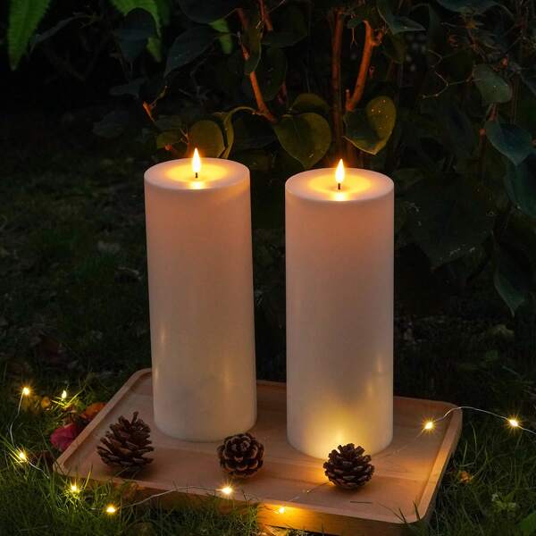 Large Flameless Candles Outdoor, 11 x 4 Battery Operated Candles with ...
