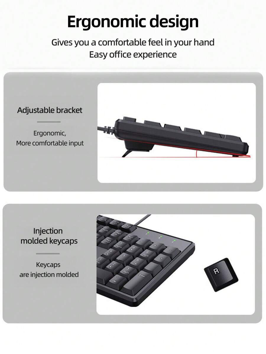 Lenovo MK11 Wired Keyboard and Mouse Combo for Windows, Optical Wired ...