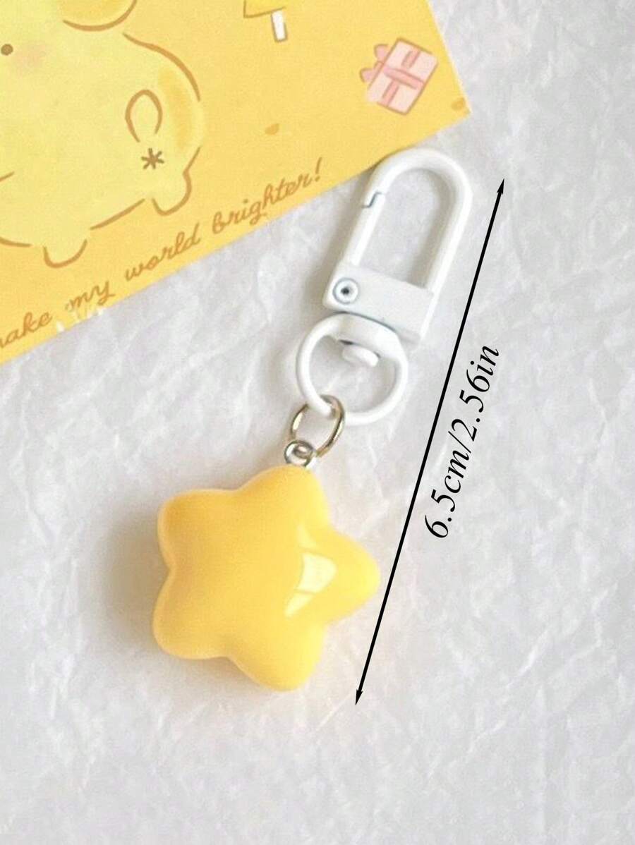 2pcs Fashionable Women's Cute Yellow & Pink Resin Star Shaped Pendant ...