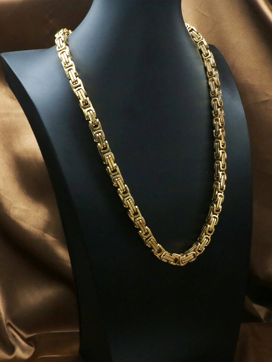 1 Piece Width 5mm 6mm 8mm New Hot Byzantine Box Statement Men Gold ...