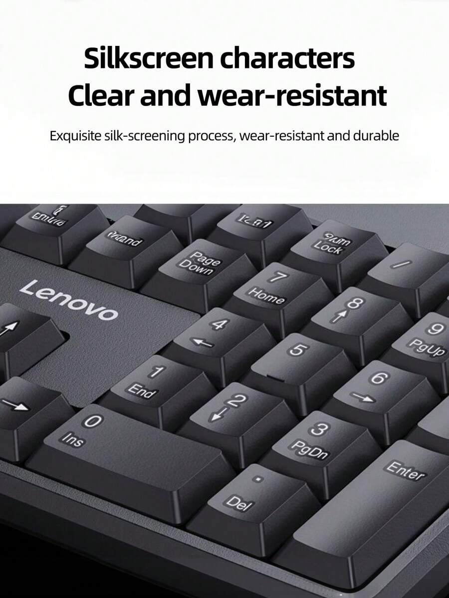 Lenovo MK11 Wired Keyboard and Mouse Combo for Windows, Optical Wired ...