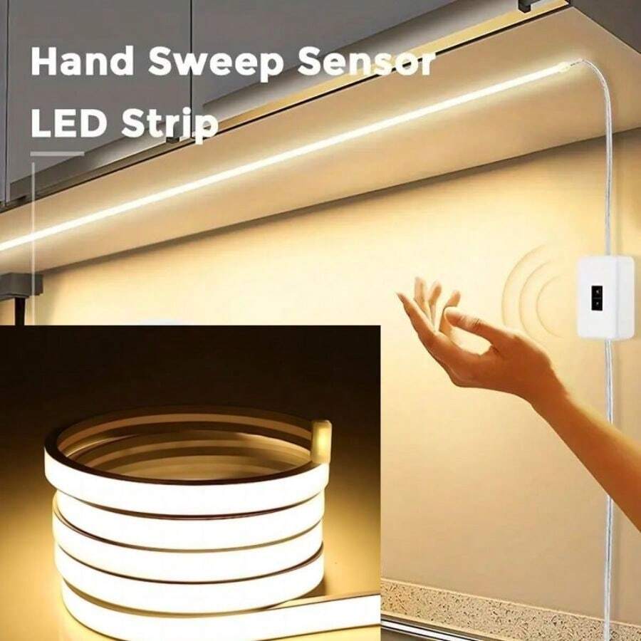 1pc Hand Wave Sensor Waterproof Warm White Led Strip Light, Soft & Eye ...