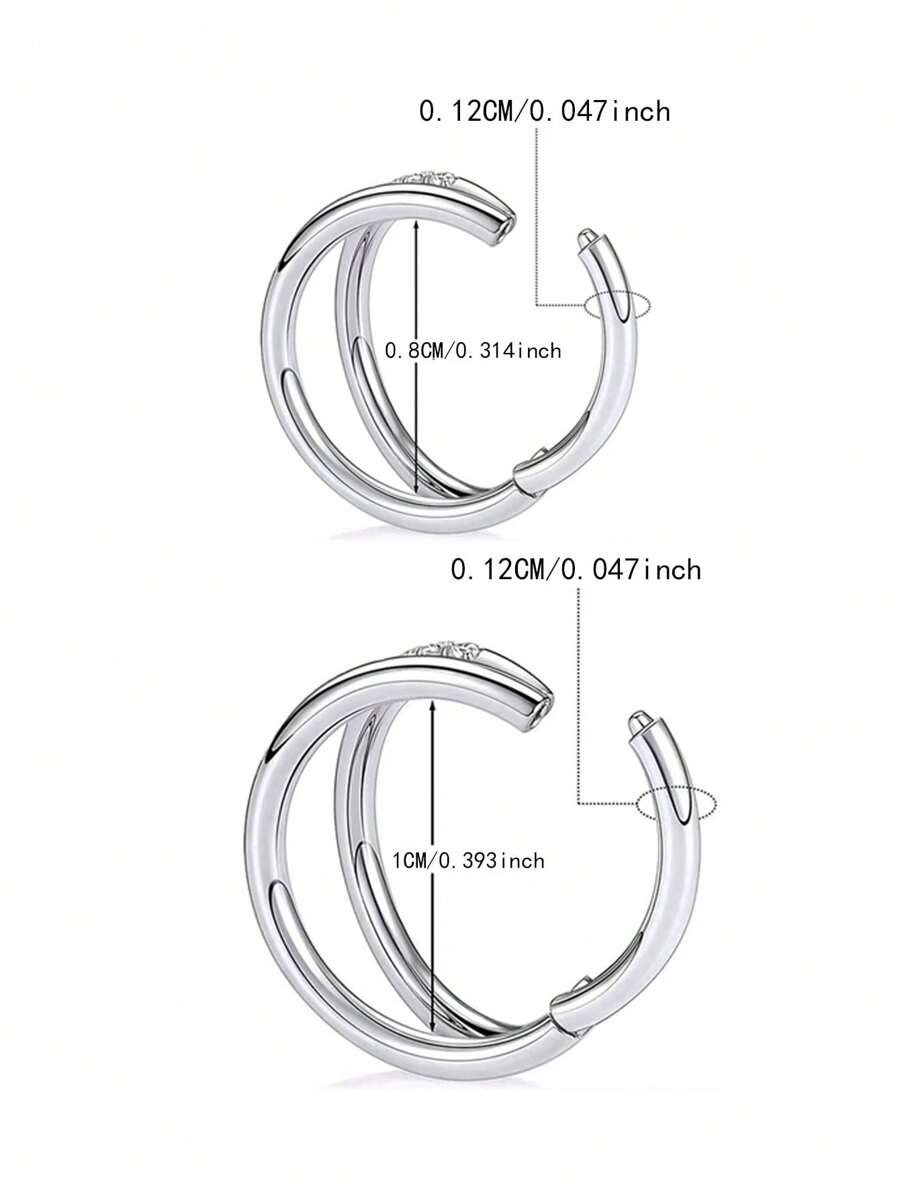 Double Layer Nostril Piercing Septum Clicker, Nose Ring With Double ...