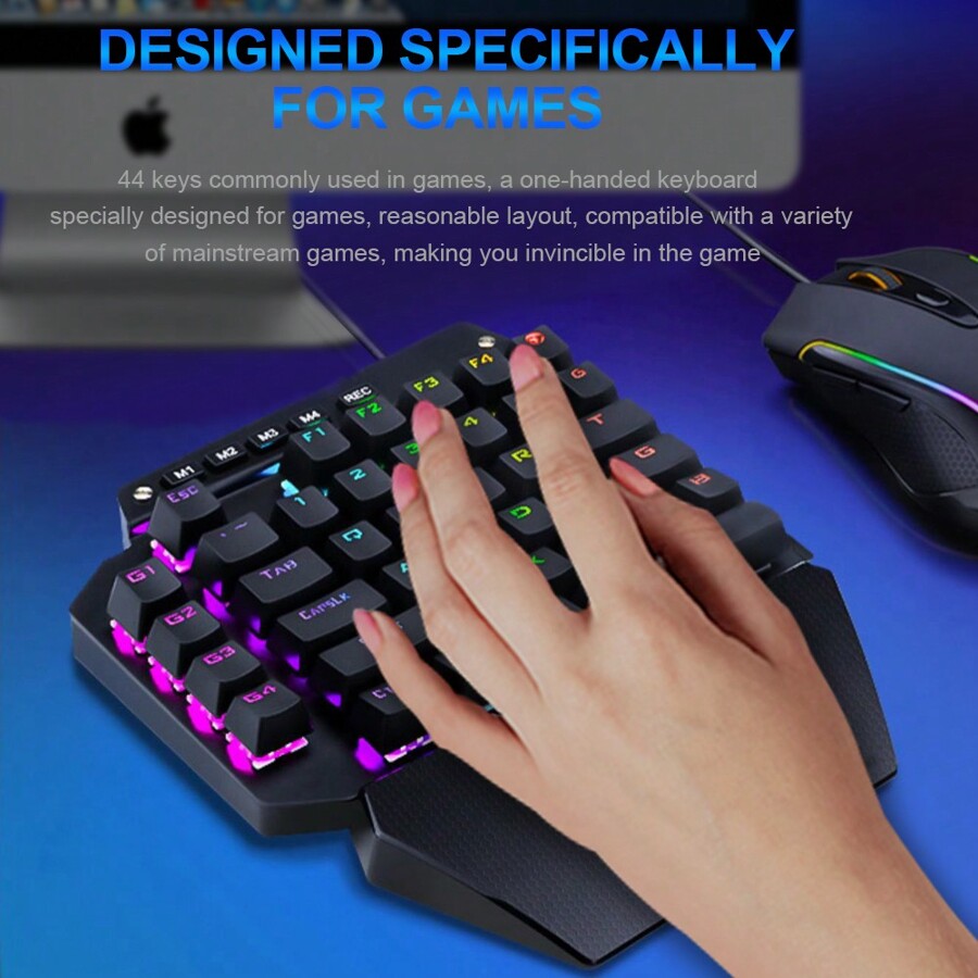 44 Keys Mechanical Single-handed Gaming Wired Keyboard With Red Switch ...