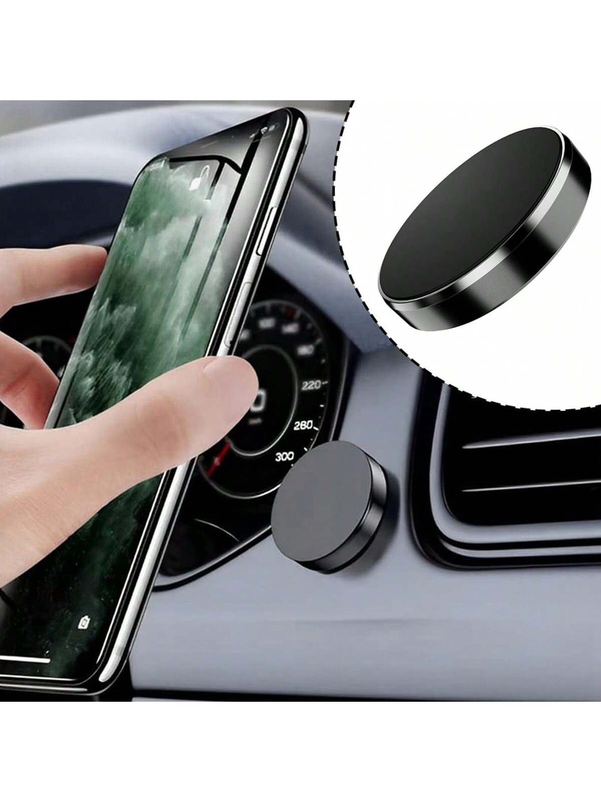 1pc Black Magnetic Phone Car Mount with 3M Adhesive Flat Cell Phone ...