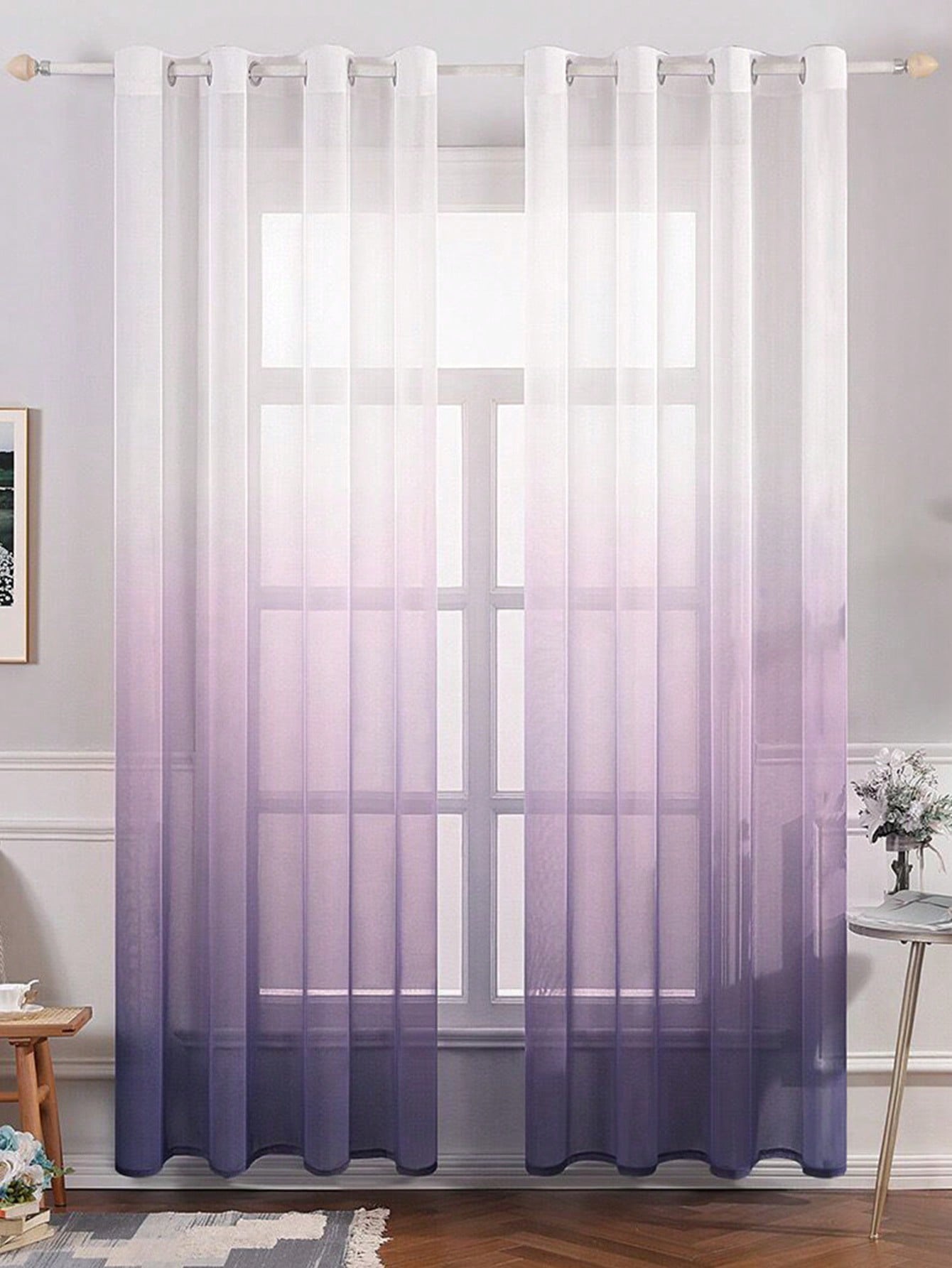 1pc Gradient Color Artistic Sense Gauzy Curtain