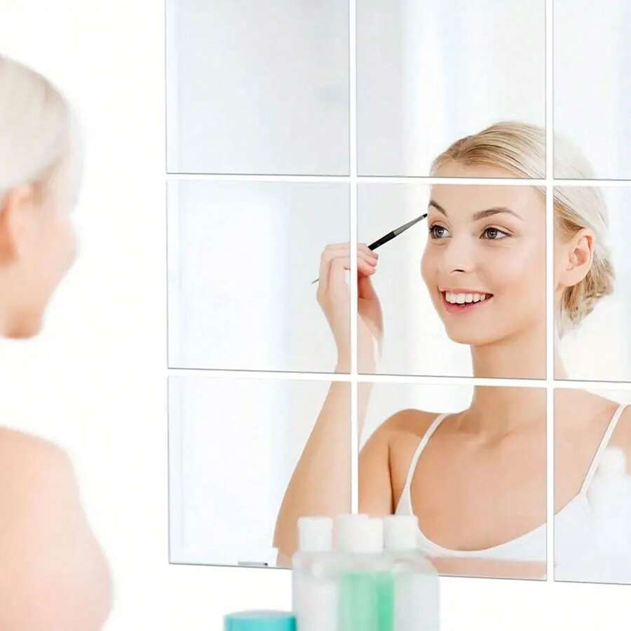 4pcs Self-Adhesive Full Length Mirror Tiles With 1pc No Frame Acrylic ...