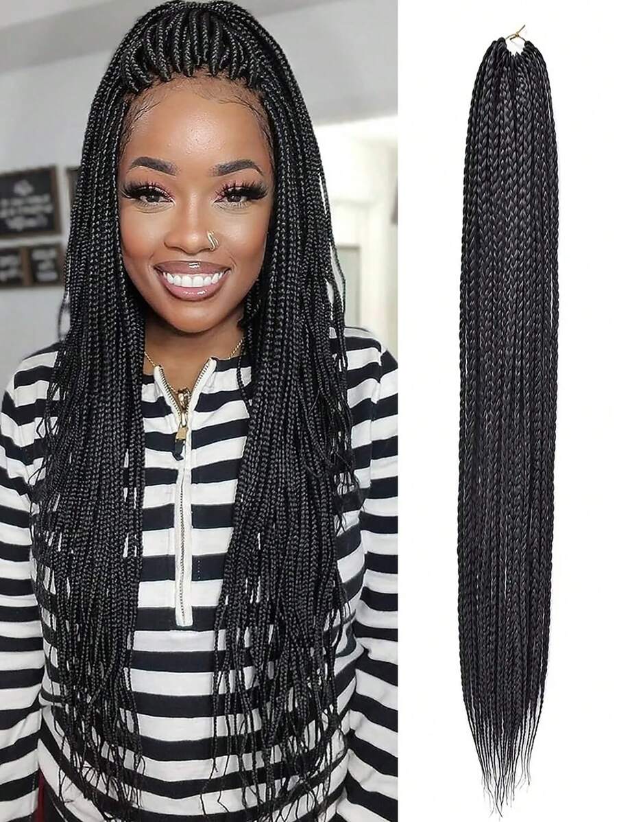 36 Inch 1pc Long Box Braid Crochet Hair 24 Strands Thin Crochet Box ...