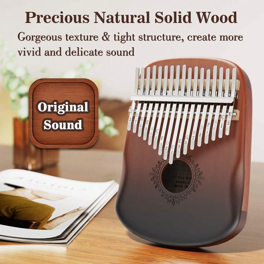 Kalimba Thumb Piano 17 Key, Portable Finger Piano Kalimba Musical ...