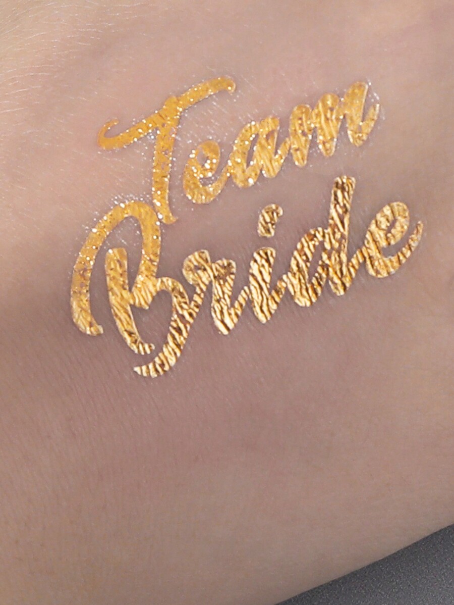 Team Bride To Be Gold Foil Tattoo Sticker Set, 2pcs/pack, For Bridal ...