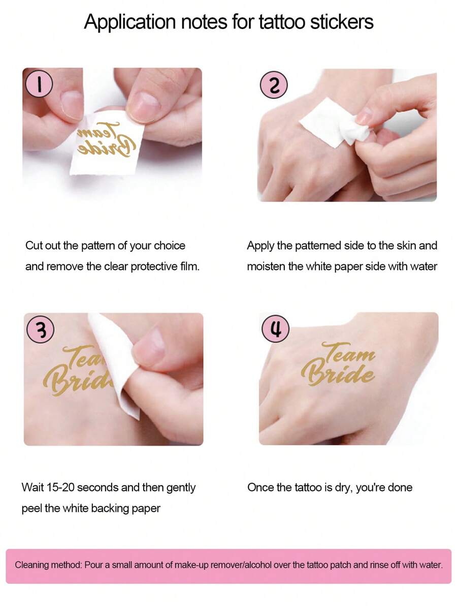 Team Bride To Be Gold Foil Tattoo Sticker Set, 2pcs/pack, For Bridal ...