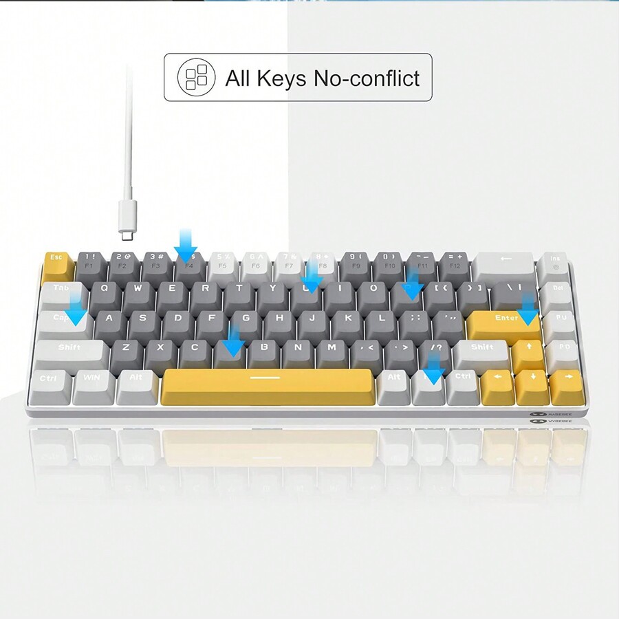 MageGee MK Box 65% Mechanical Keyboard Wired Game Keyboard Blue/Red ...