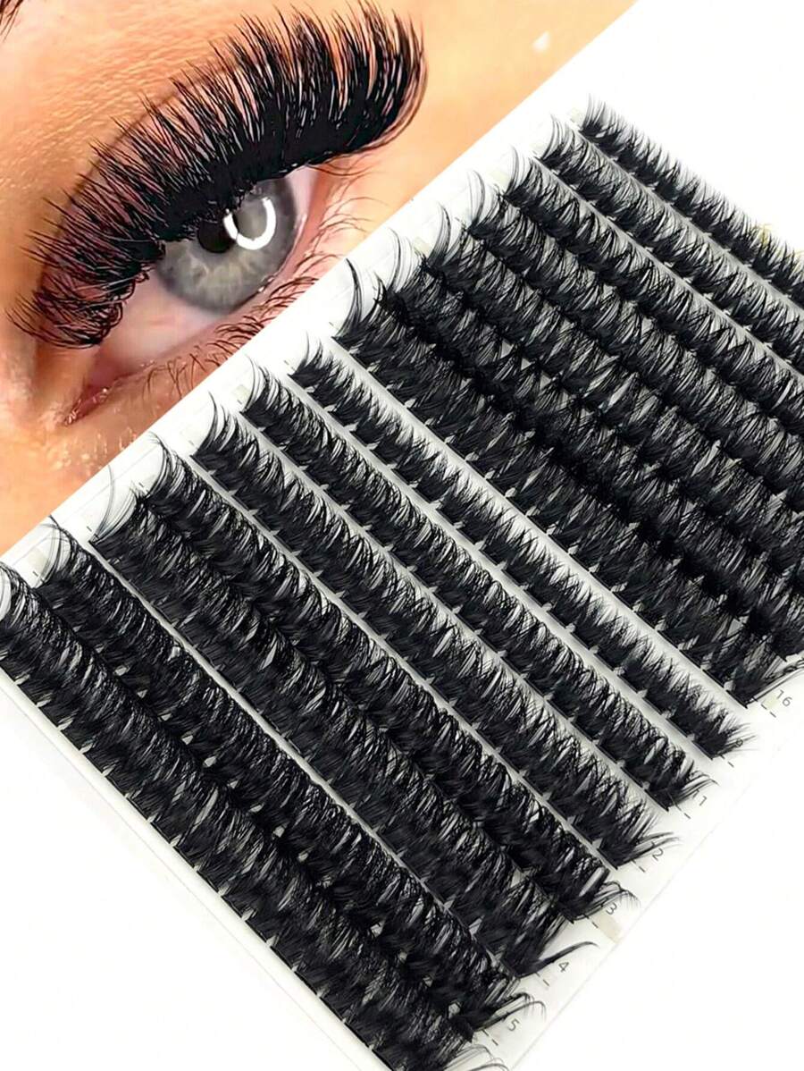 14 rijen valse wimpers verlengset, inclusief 60pcs / 80pcs natuurlijk uitziende nertsenwimpers ...