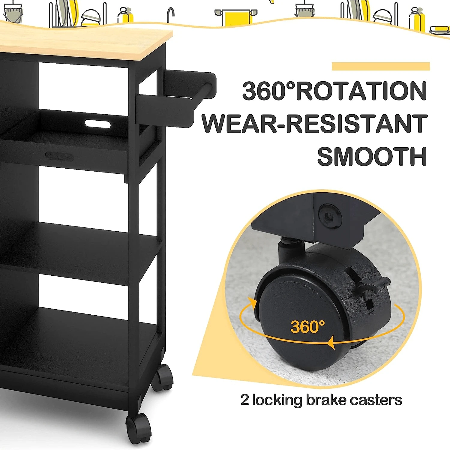 Kitchen Islands With Storage, Lockable Utility Kitchen Carts On Wheels ...