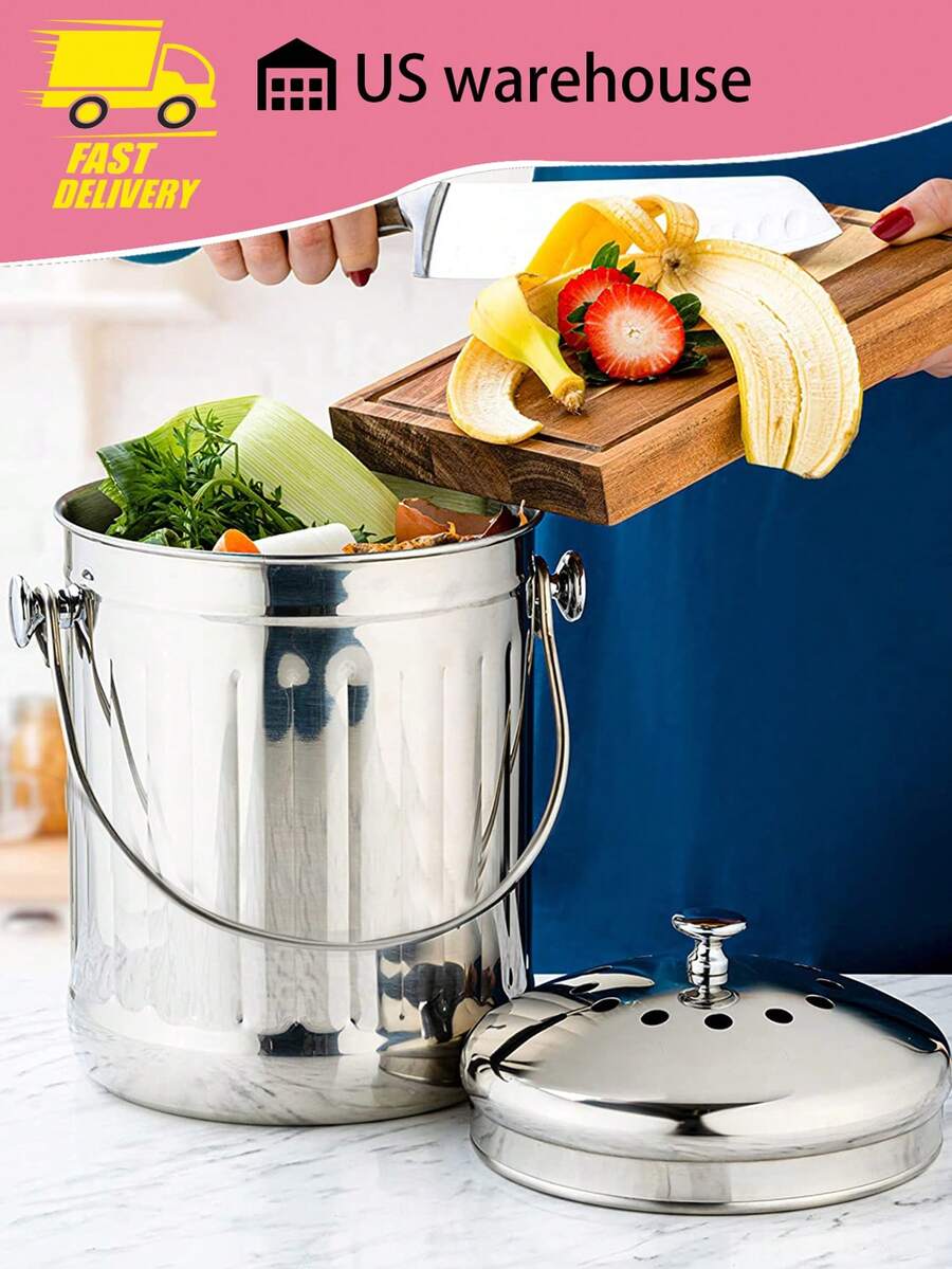 1pc Kitchen Compost Bin For Kitchen Countertop - 1.3 Gallon Compost ...