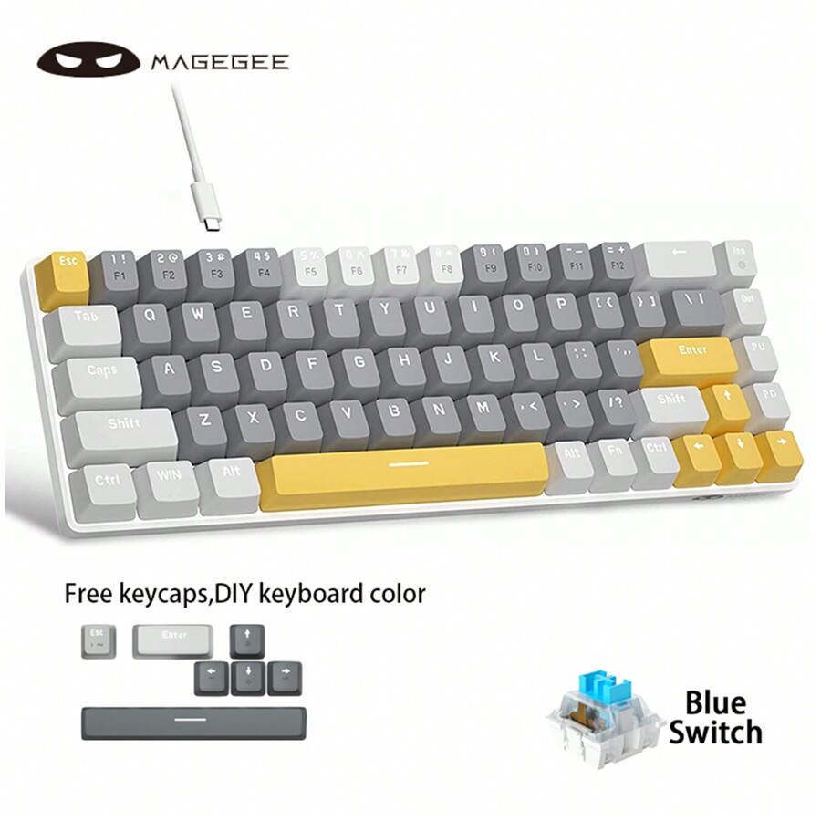 MageGee MK Box 65% Mechanical Keyboard Wired Game Keyboard Blue/Red ...