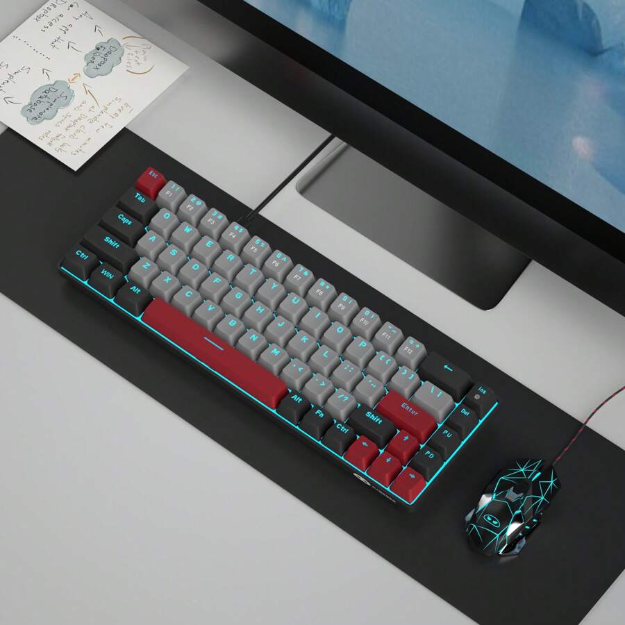 MageGee Box 60% Teclado mecânico Teclado com fio Azul/Vermelho Switch ...