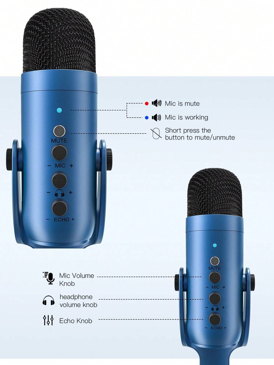 Haomuren Haomuren USB Microphone,Condenser Gaming Mic for Phone/Laptop ...