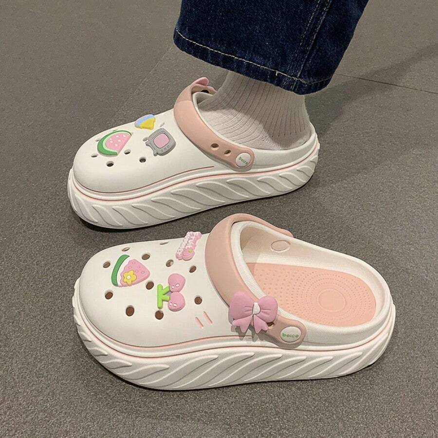 Women Anti-slip Watermelon & Cherry Decor Multi-way Wear Clogs, Fashion ...