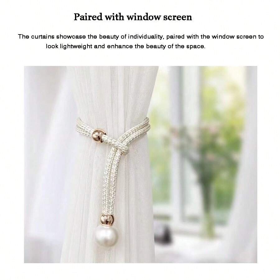 2pcs Simple Faux Pearl Curtain Tieback, No Installation Required ...