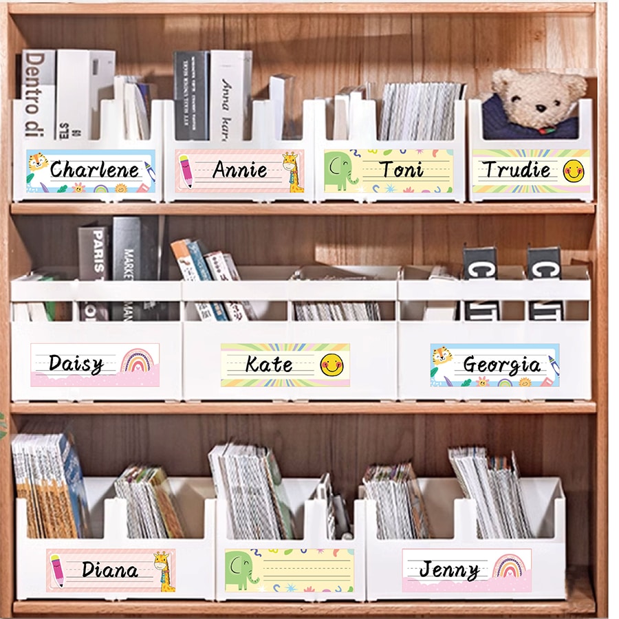 25pcs Cartoon Desk Name Tag Cards For Students, Waterproof Back To ...