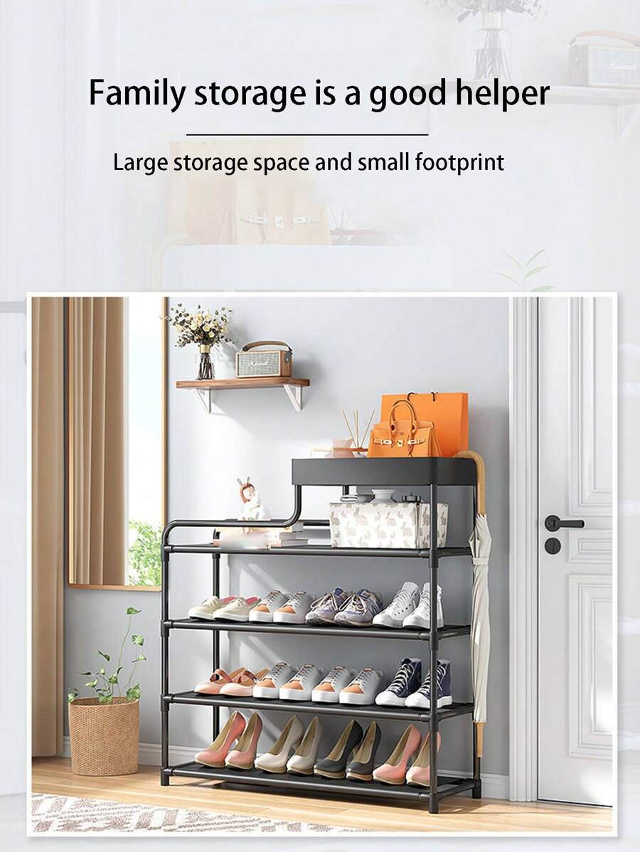 5-tier Black Shoe Rack With Storage Box - Modern Staircase Design ...