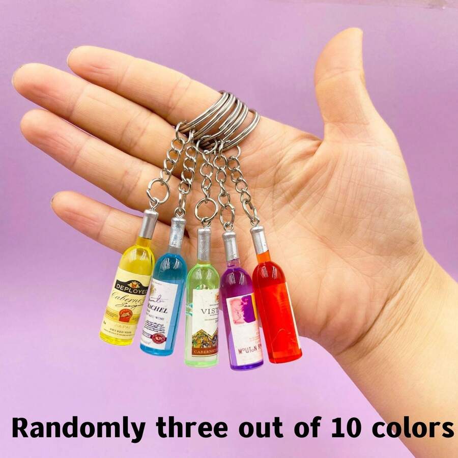 3pcs Novelty Resin Liquor Bottle Shaped Keychain, Mini Bottle Shaped ...