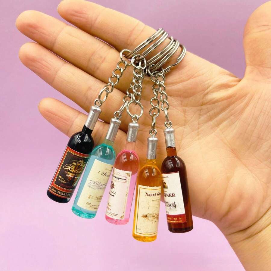 3pcs Novelty Resin Liquor Bottle Shaped Keychain, Mini Bottle Shaped ...