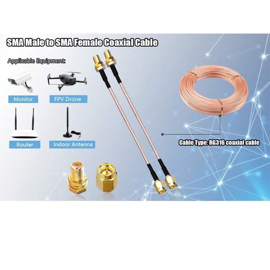 RG316 SMA Coax Cable, SMA Male To SMA Female Coaxial Cable Pigtail ...