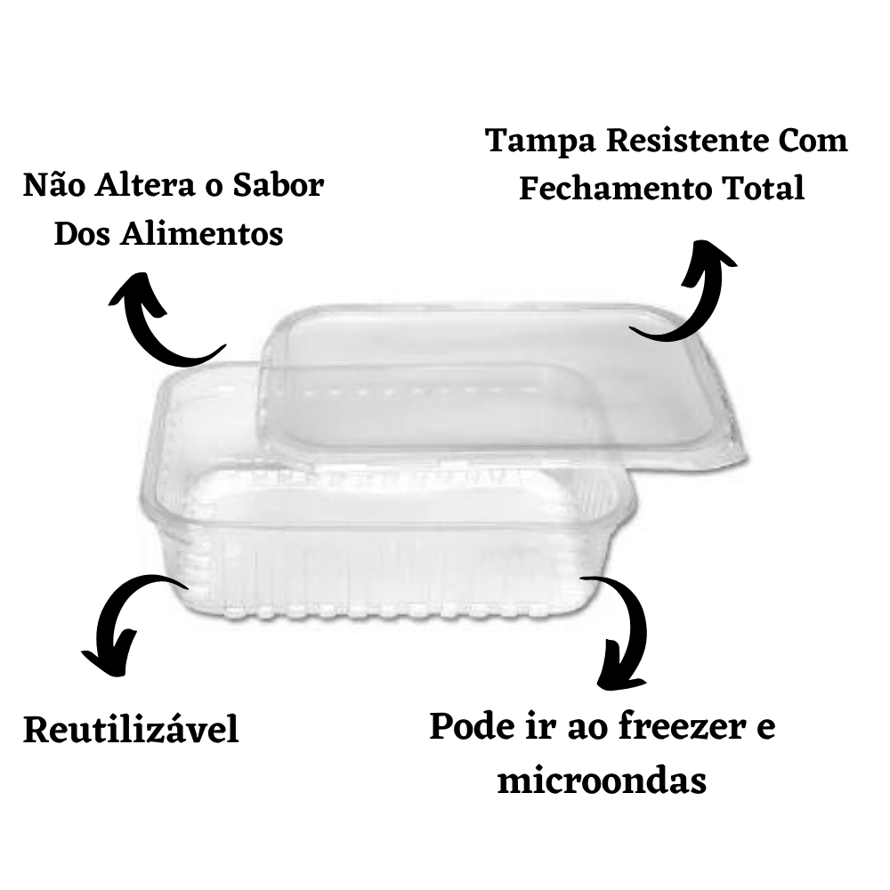 24 Marmita Descartável Com Tampa 250ML Recipiente Pote Vasilha Marmitinha Fit Fitness Pote ...