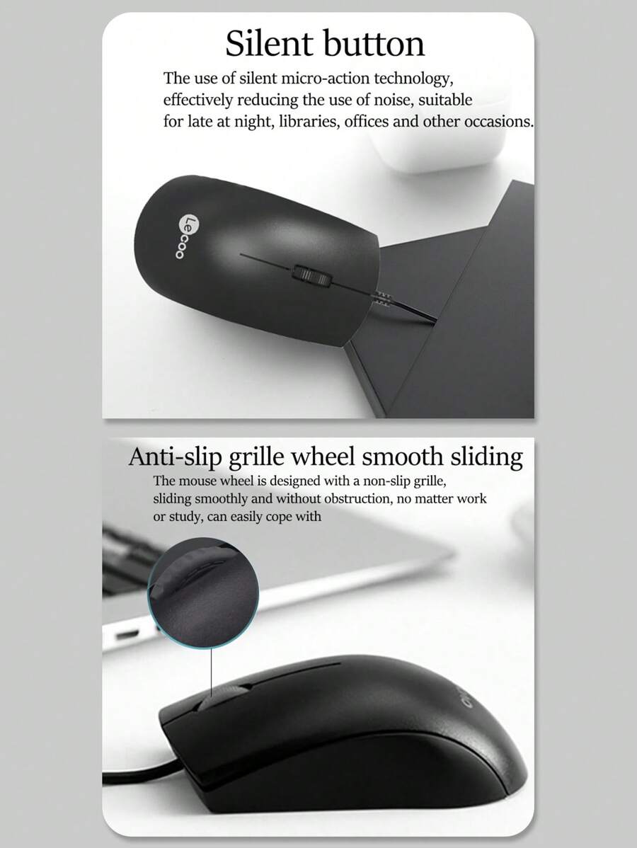 Lenovo Lenovo USB Wired Mouse, 3-Button Corded Mouse with 1000 DPI ...