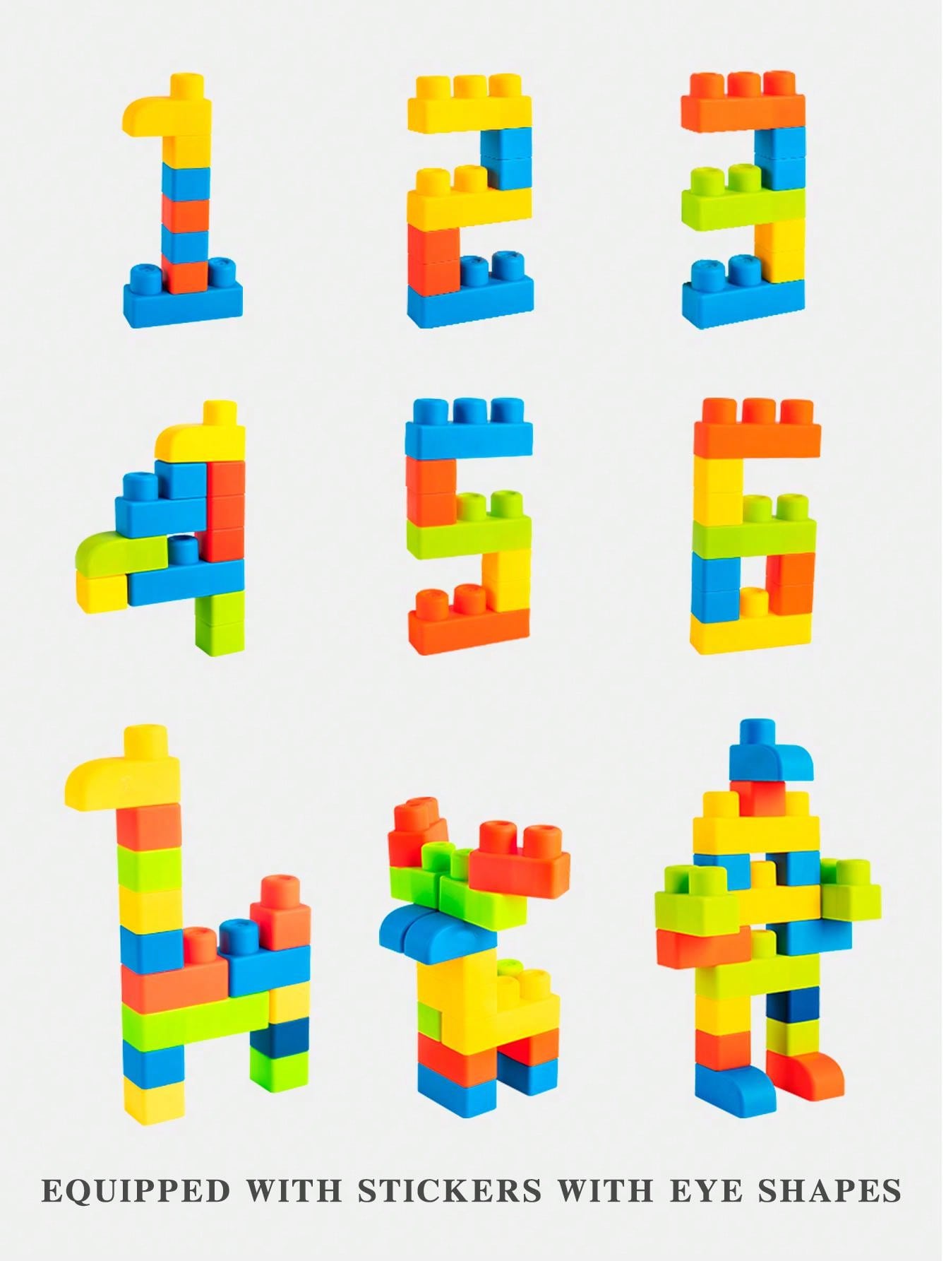 1 Pack Of 21pcs Multicolor Soft Rubber Building Blocks (with Blue Car ...