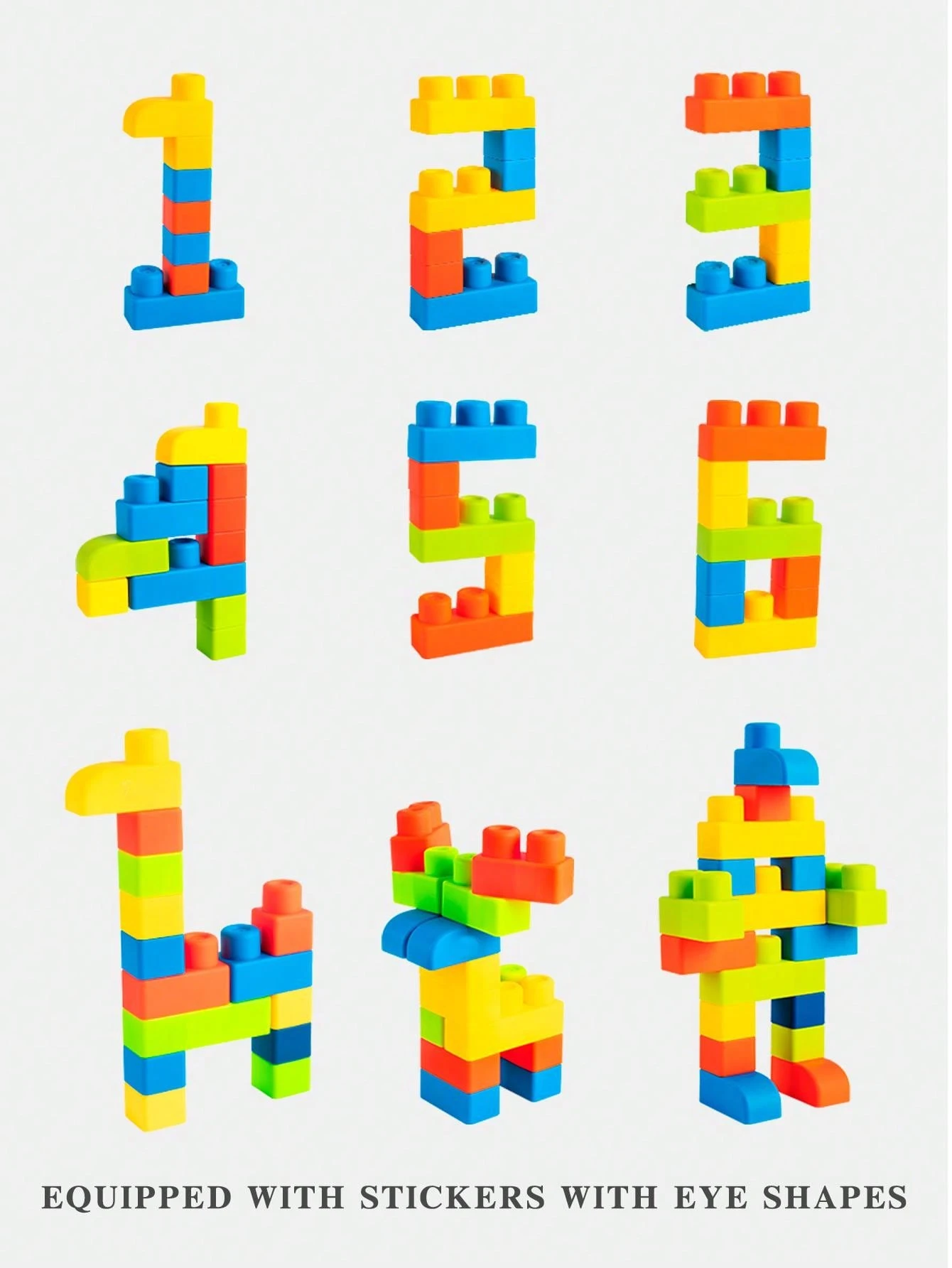 1 Pack Of 21pcs Multicolor Soft Rubber Building Blocks (With Blue Car ...