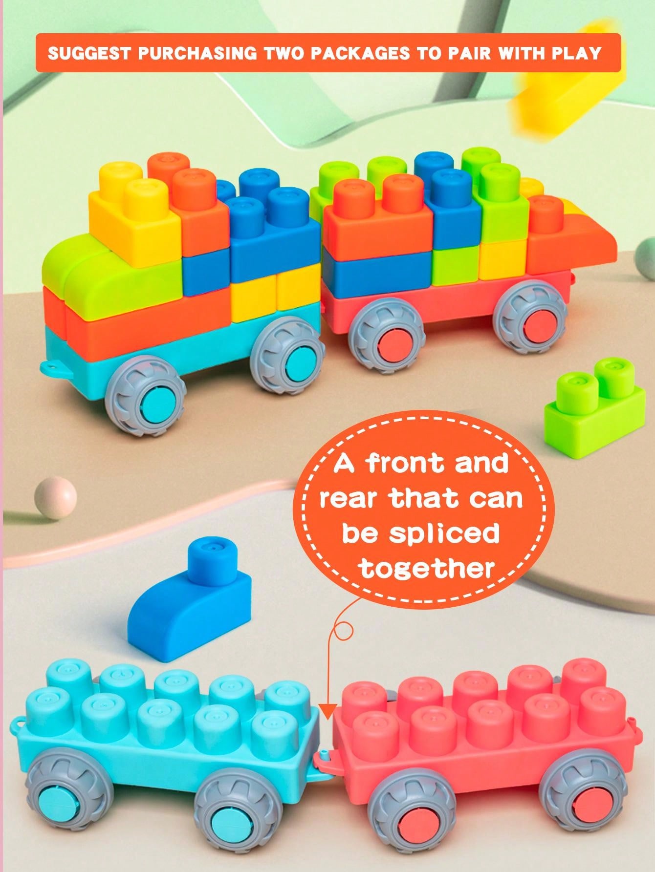 1 Pack Of 21pcs Multicolor Soft Rubber Building Blocks (with Blue Car ...