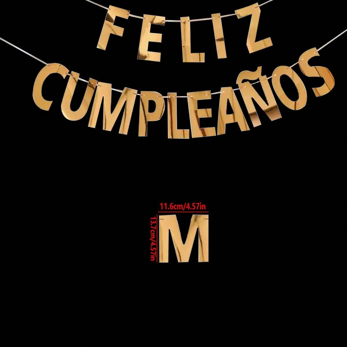 Spanish 'feliz Cumpleanos' Banner With Gold Foil Letters For Birthday ...