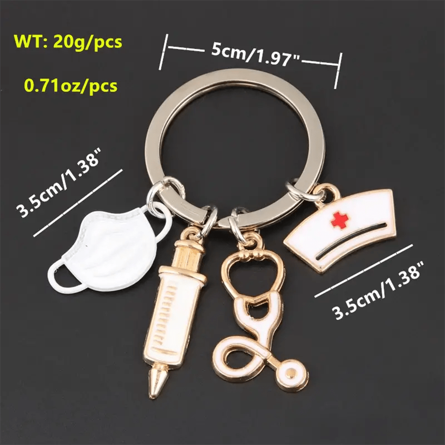 1pc Doctor Keychain With Medical Tools: Syringe, Stethoscope, Nurse Hat ...